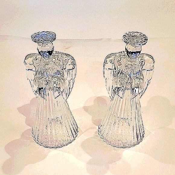 Bo's Attic | Accents | Bos Attic Lead Crystal Angel Candlestick Holders ...